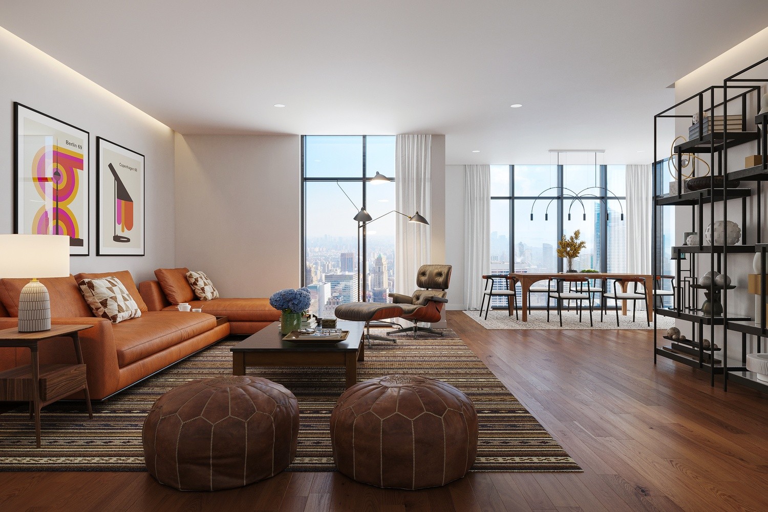 Living-Dining room Mid-Century Modern style Virtual staging (LDMC_0023 ...