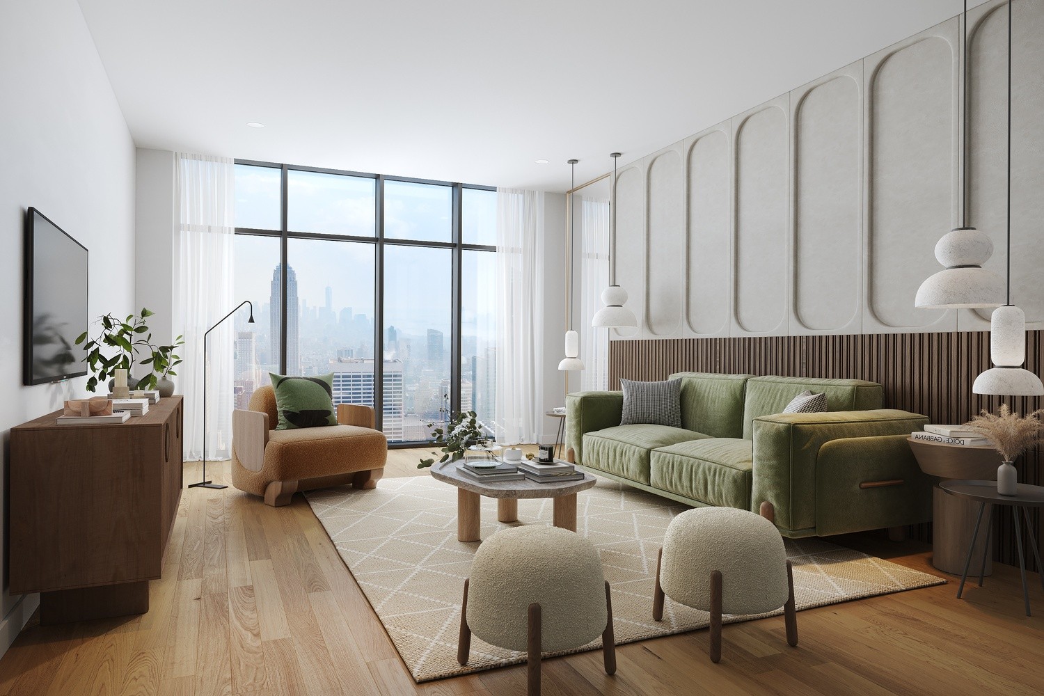 Living Room Mid-Century Modern style Virtual staging (LMC_0021 ...